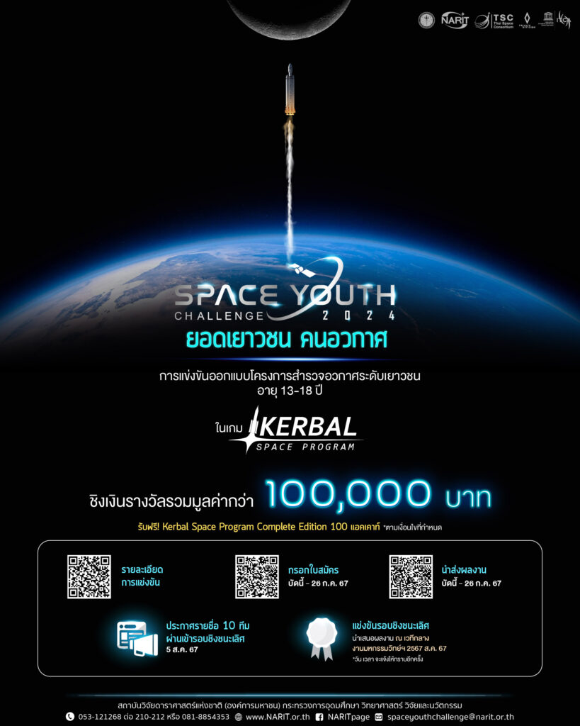 NARIT ชวนเยาวชนร่วมแข่งขันออกแบบโครงการสำรวจอวกาศ Space Youth Challenge 2024 ชิงเงินรางวัลรวม ...